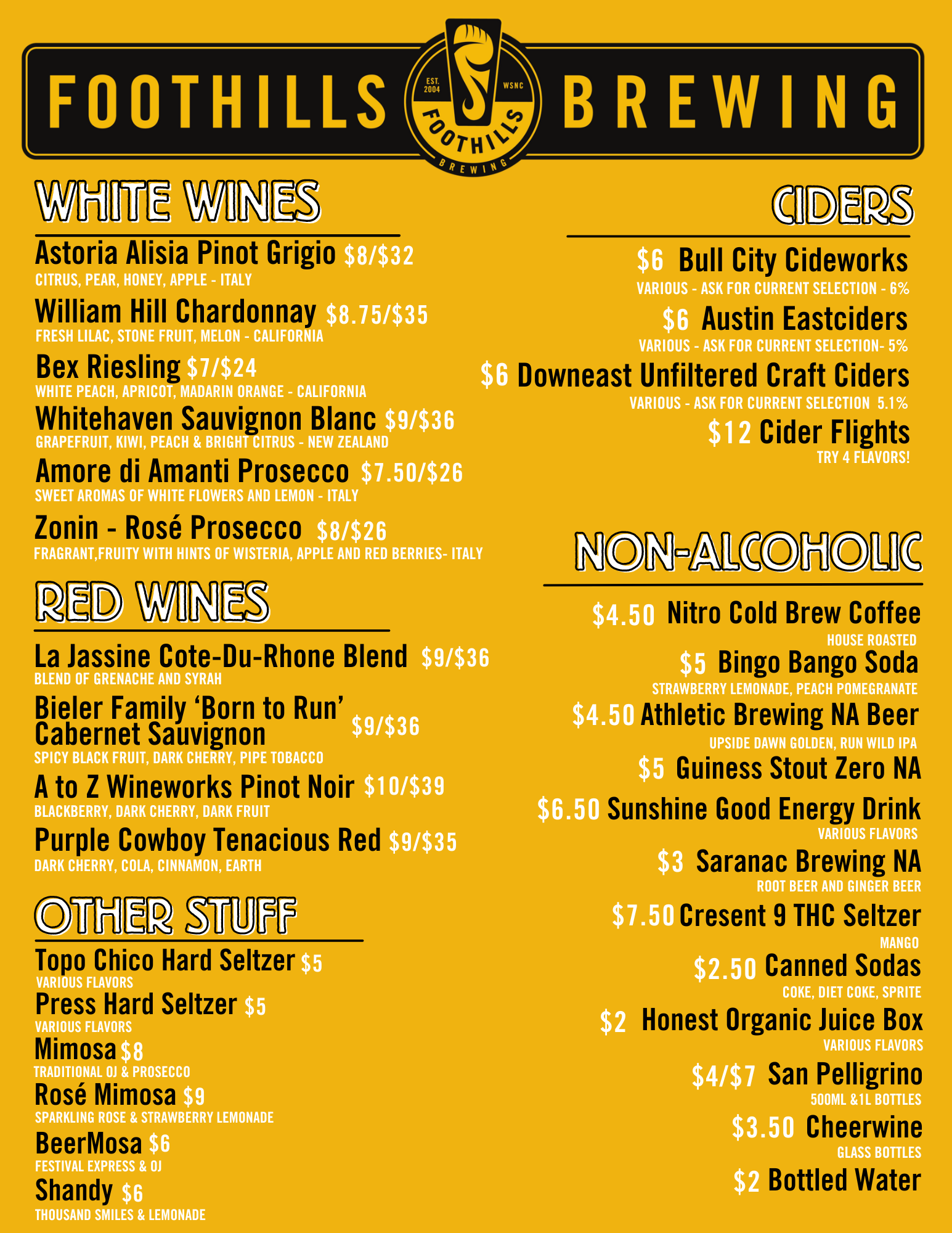 What's on Tap at Foothills Tasting Room